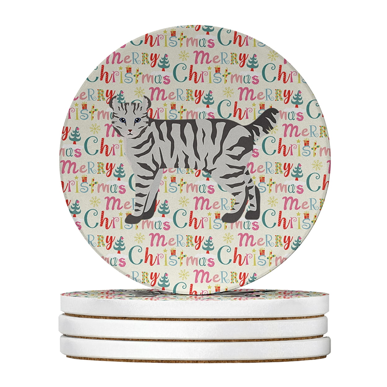 Highlander Lynx #2 Cat Christmas Large Sandstone Coasters Pack of 4 4 ...