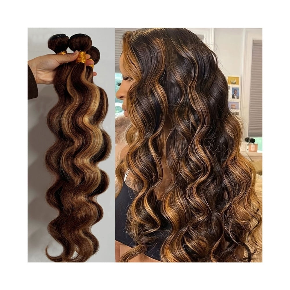 Highlight Body Wave Bundle Human Hair Bundle P4/27 Honey Brown ...