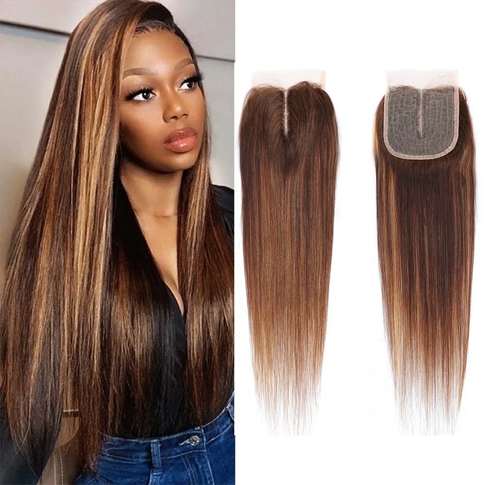 Highlight Piano Colored Straight 4x4x1 Transparent Lace Closure 150% ...