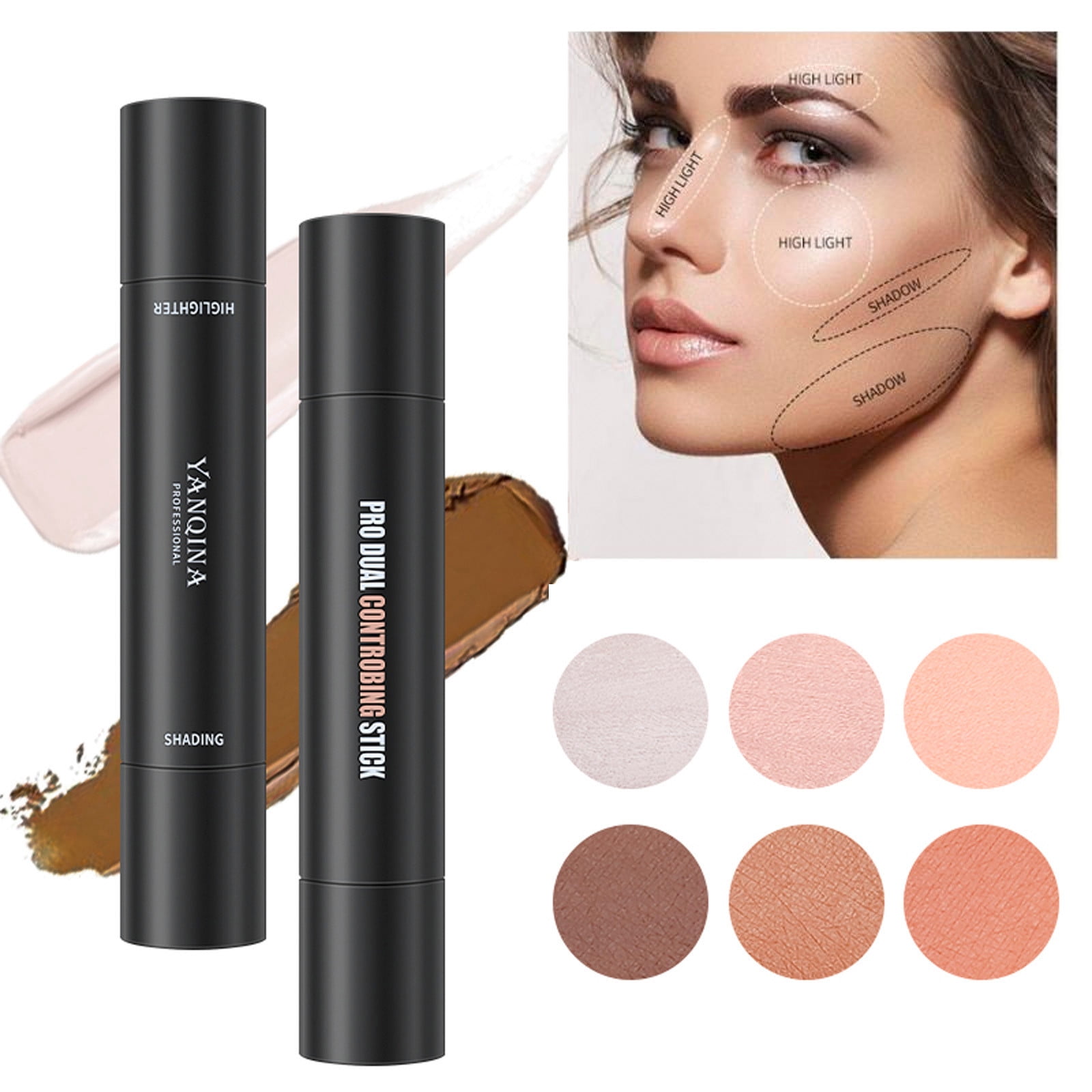 Highlight And Shadow-use Contouring Stick Two-in-one Concealer, Long ...