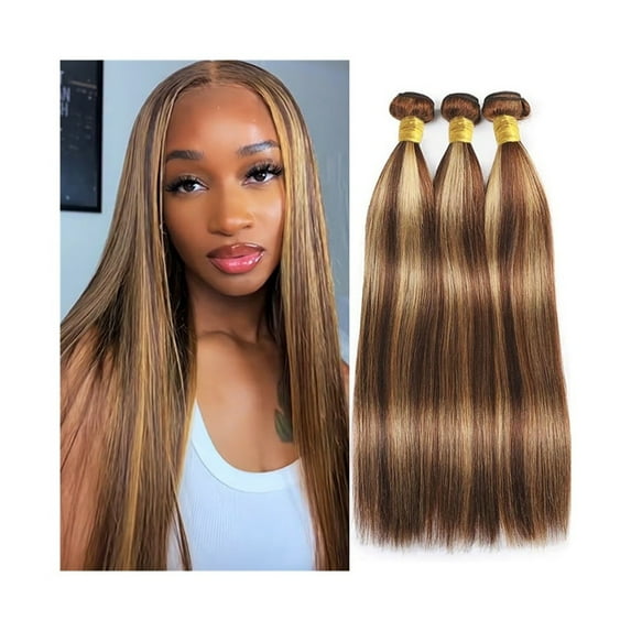 Highlight Straight Human Hair Bundles P4/27 Brazilian Remy Hair ...