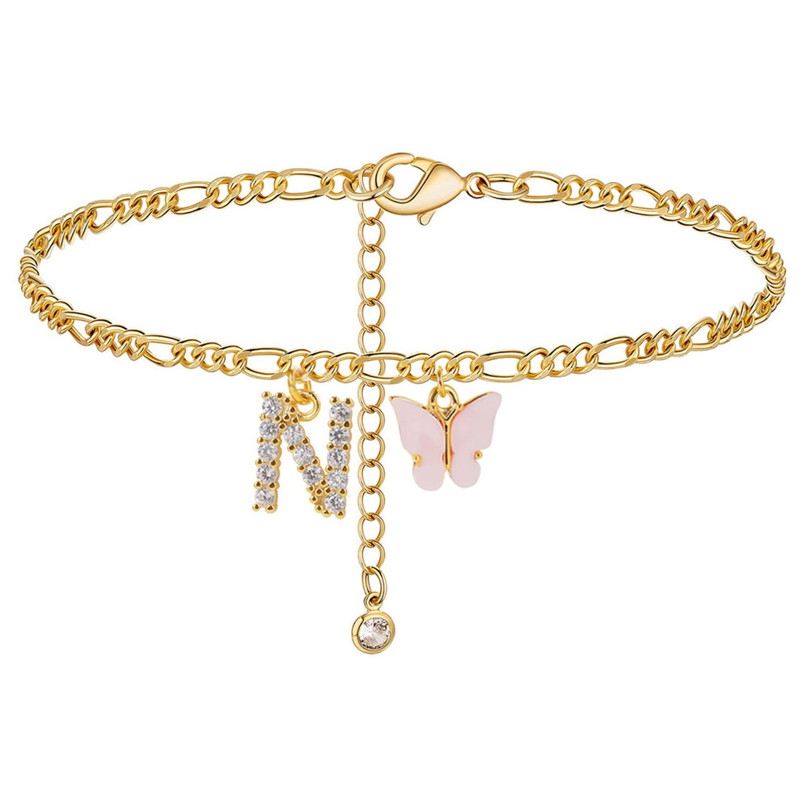 jewelry for women 26 Initial Anklet 26 Diamond Alphabet Anklet With ...