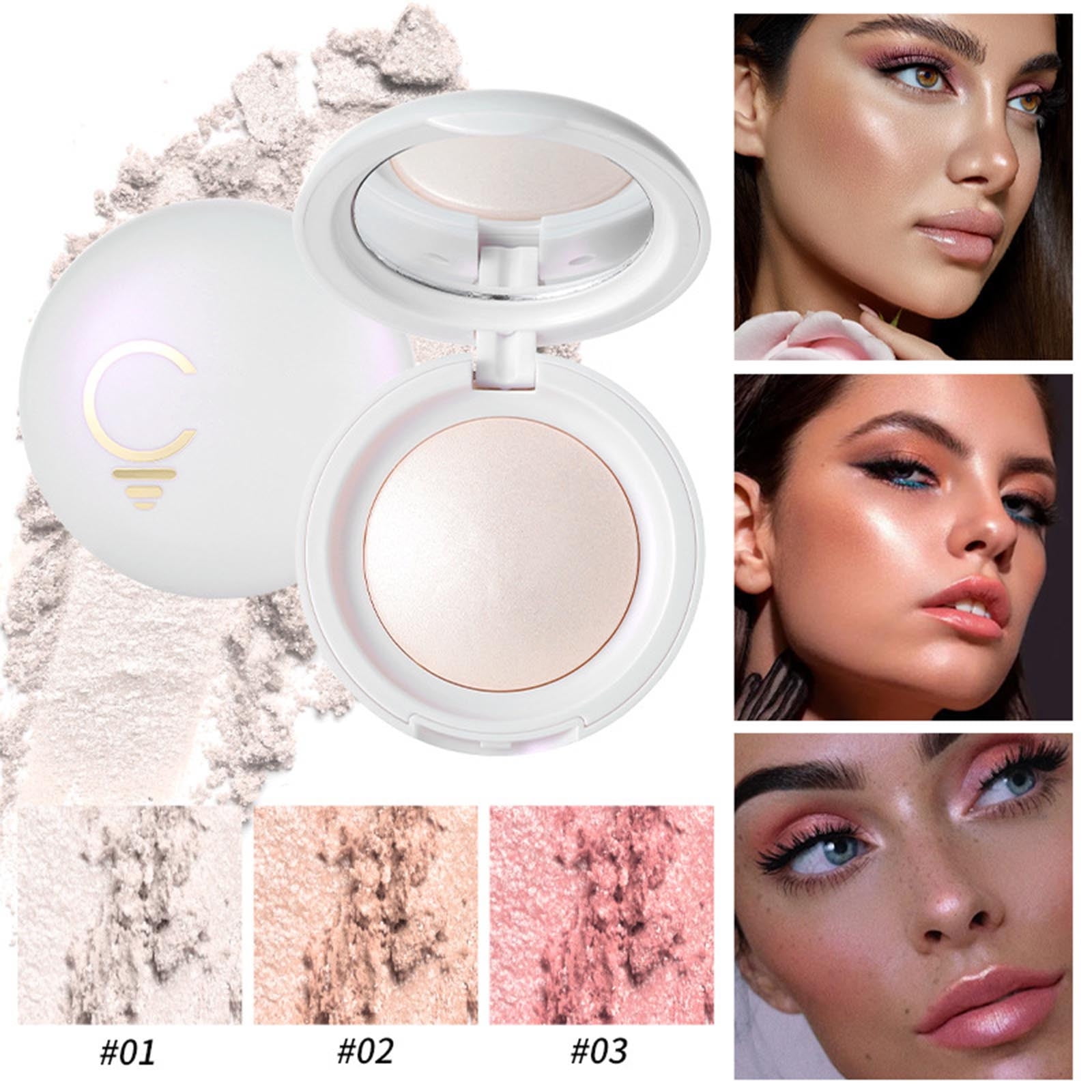 Highlighter & Blusher Duo, 2-in-1 Champagne Gold Highlighter Blusher ...