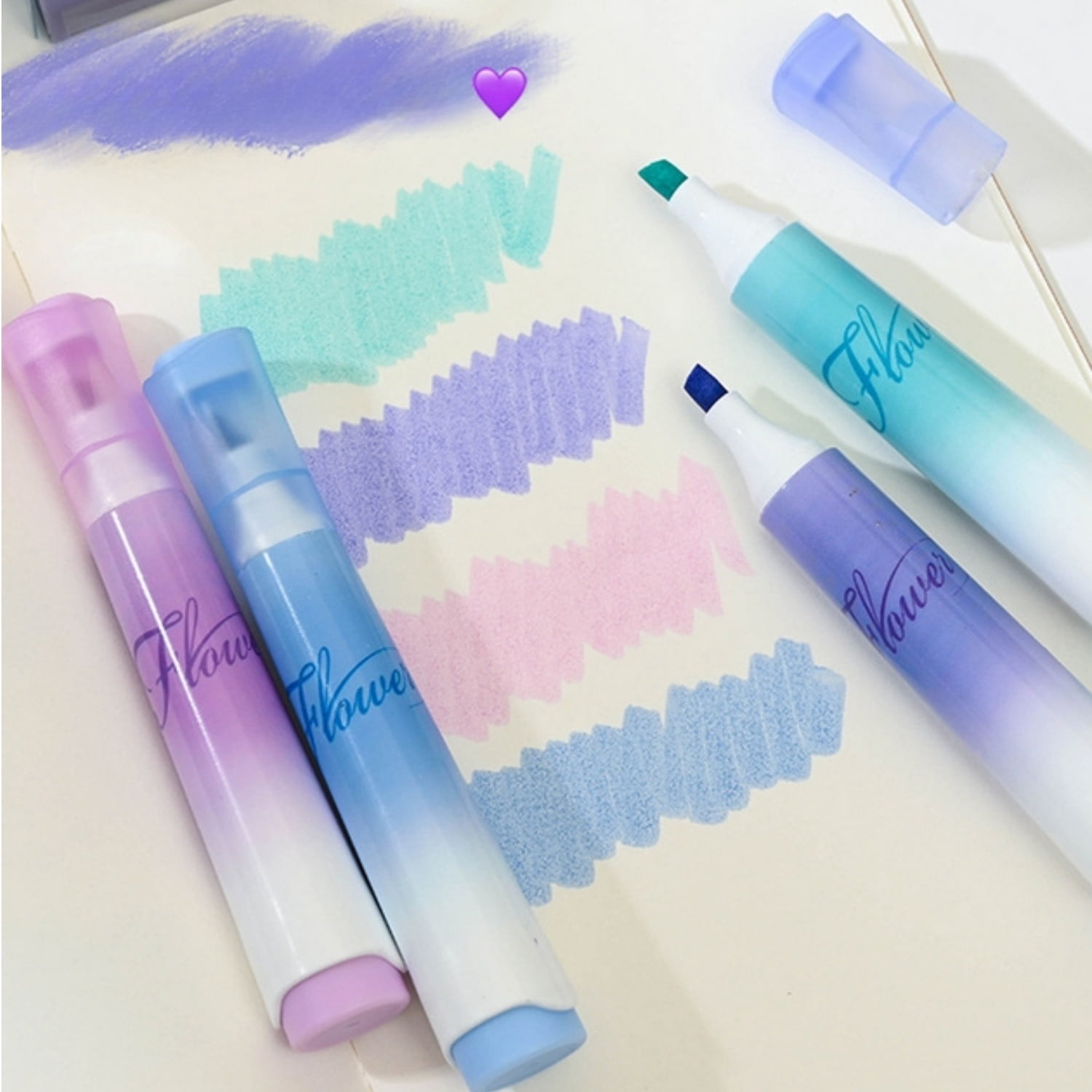 4 Pcs Highlighters,Fluorescent Colors Marker Pens,Single Ended ...