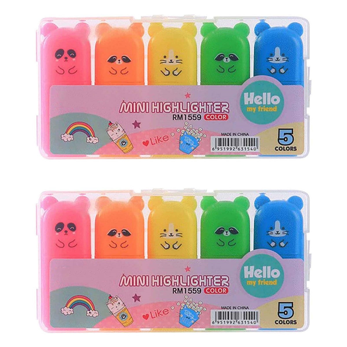 Highlighter Marker Pen Set | 6 Fluorescent Colors | Dual Tip 2mm/5mm ...