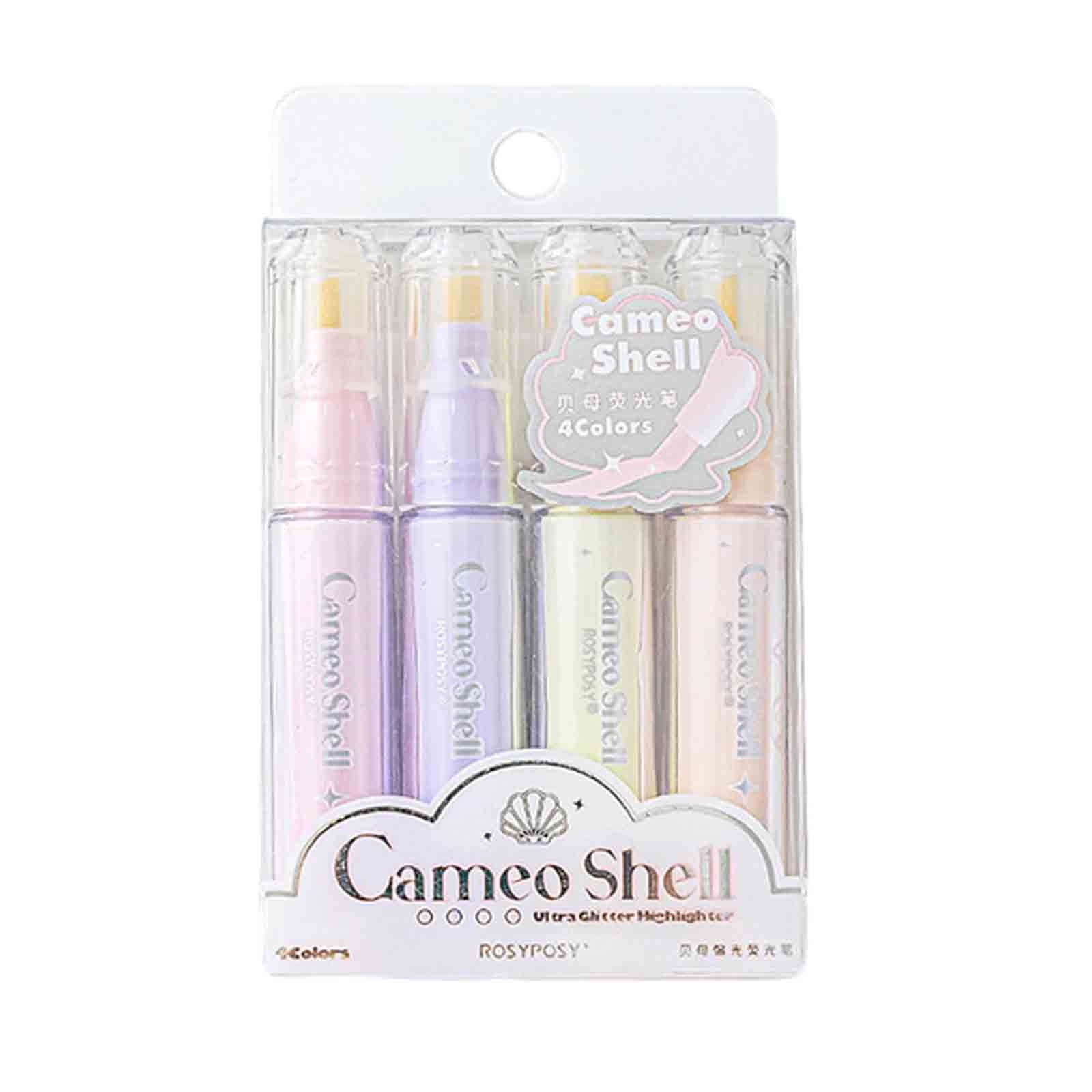 Highlighter Pen Set | Glitter Mother-of-Pearl Ink | 4 Colors Assorted ...