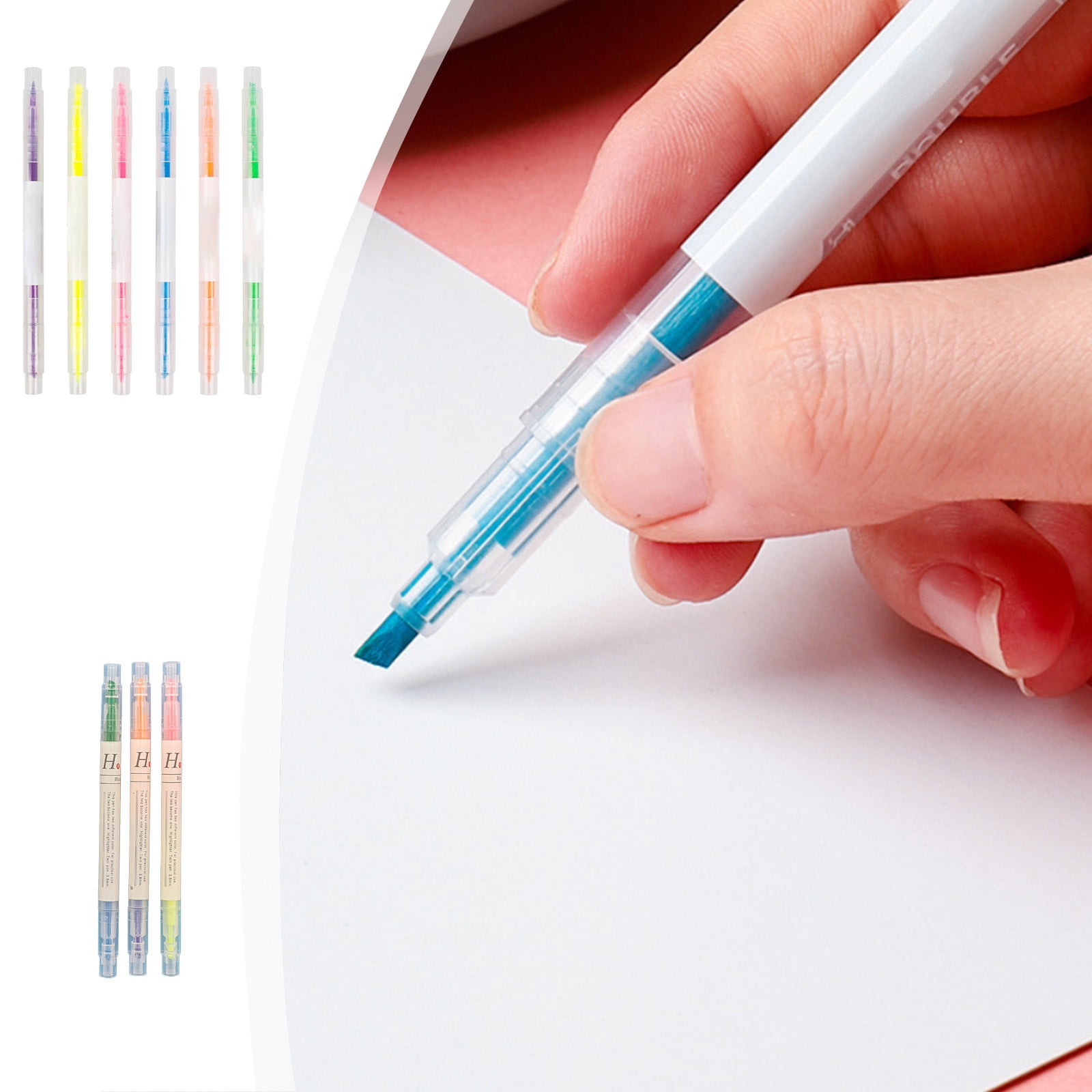 Highlighters Set Double Tip | 6 Assorted Fluorescent Colors | Thick ...