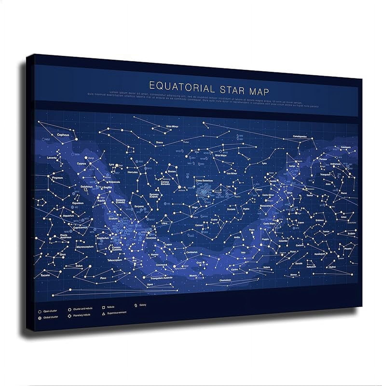Highly Detailed Equatorial Star Map - Constellations with Star Names ...