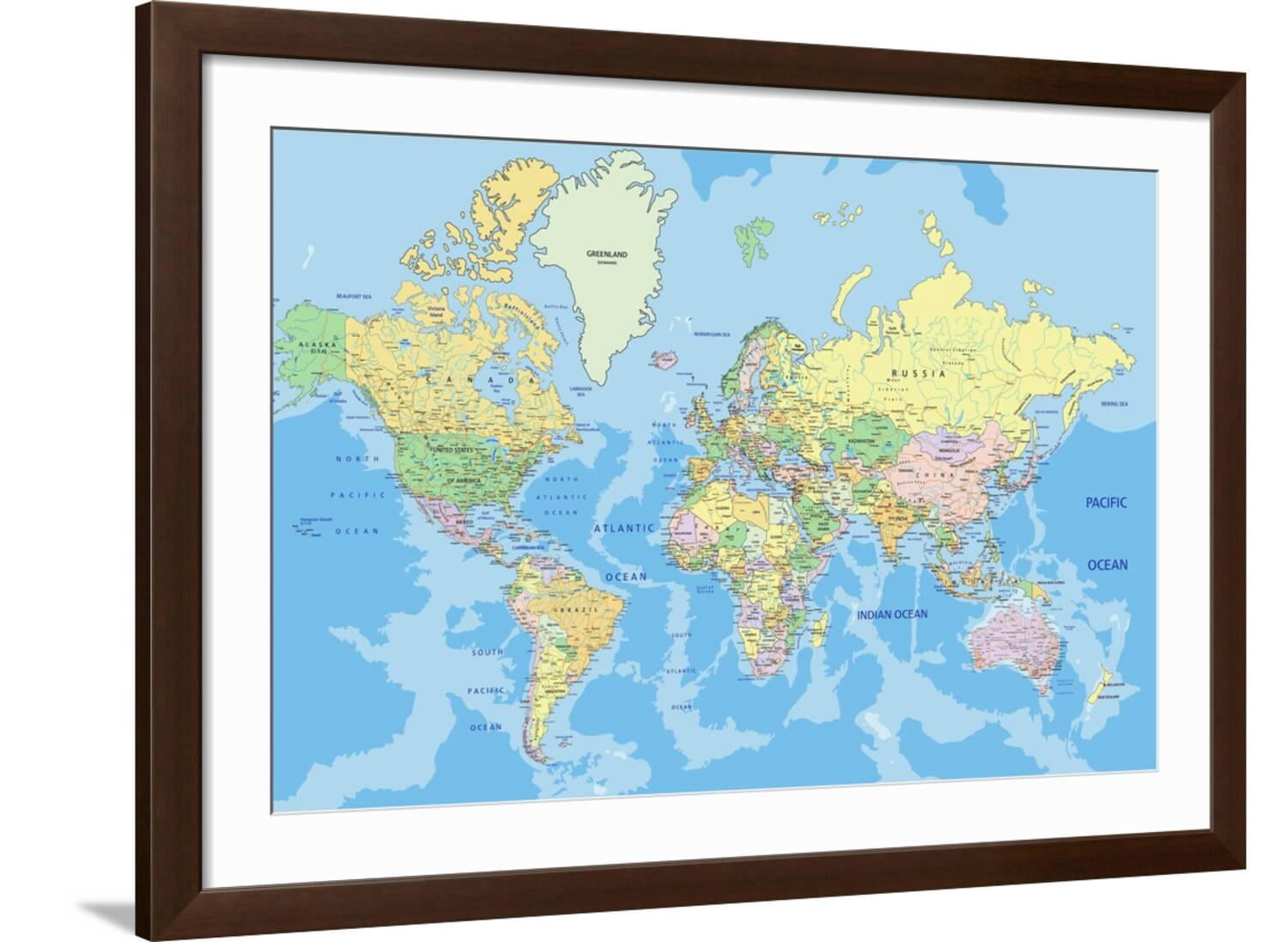 Highly Detailed Political World Map with Labeling.Vector Illustration ...