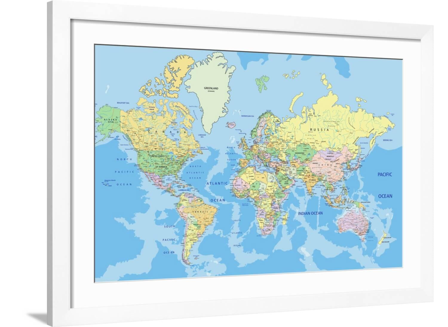 Art.com Highly Detailed Political World Map with Labeling.Vector ...