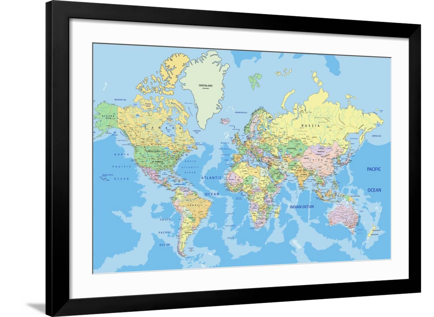 Highly Detailed Political World Map with Labeling.Vector Illustration ...