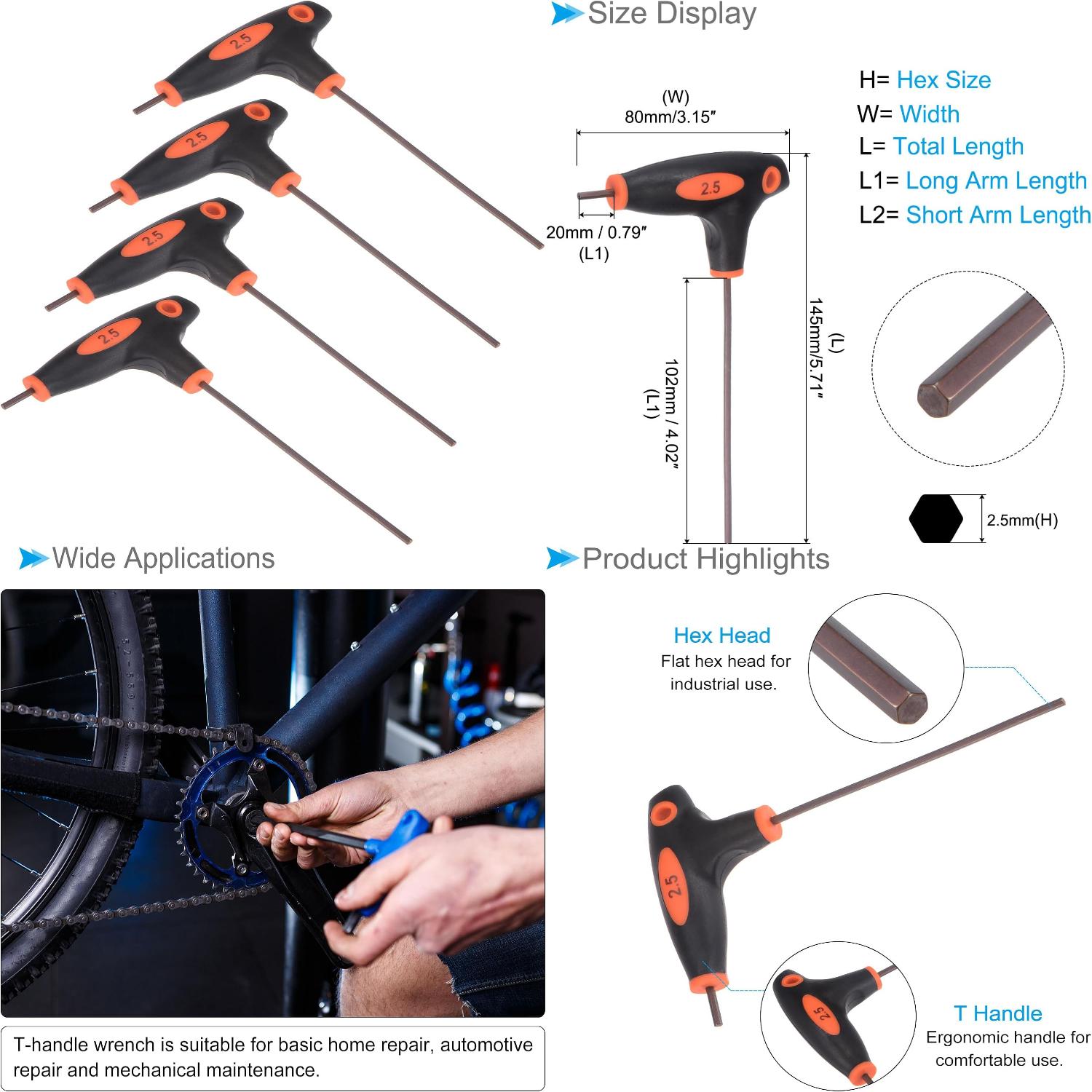 Highly Durable Heavy Duty Black 3mm Metric T-Handle Hex Key Set crafted ...