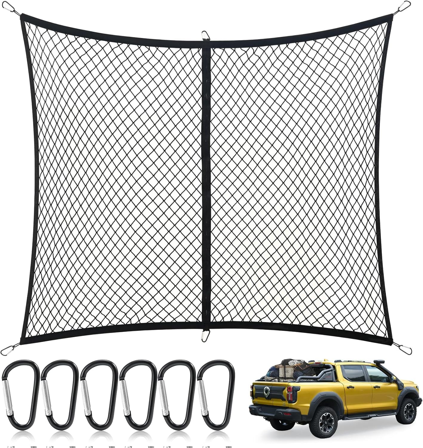 Highly Elastic Cargo Net - Heavy-Duty Truck Bed Cargo Net for Pickup ...
