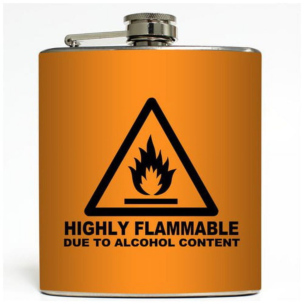 Highly Flammable - Orange - Liquid Courage Flasks - 6 oz. Stainless ...