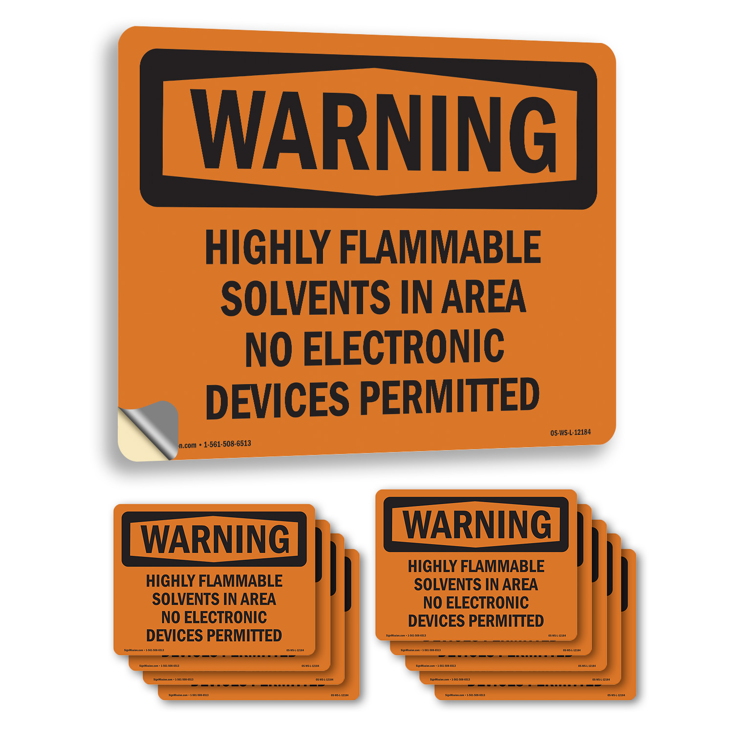 Highly Flammable Solvents In Area No Electronic OSHA WARNING Vinyl ...