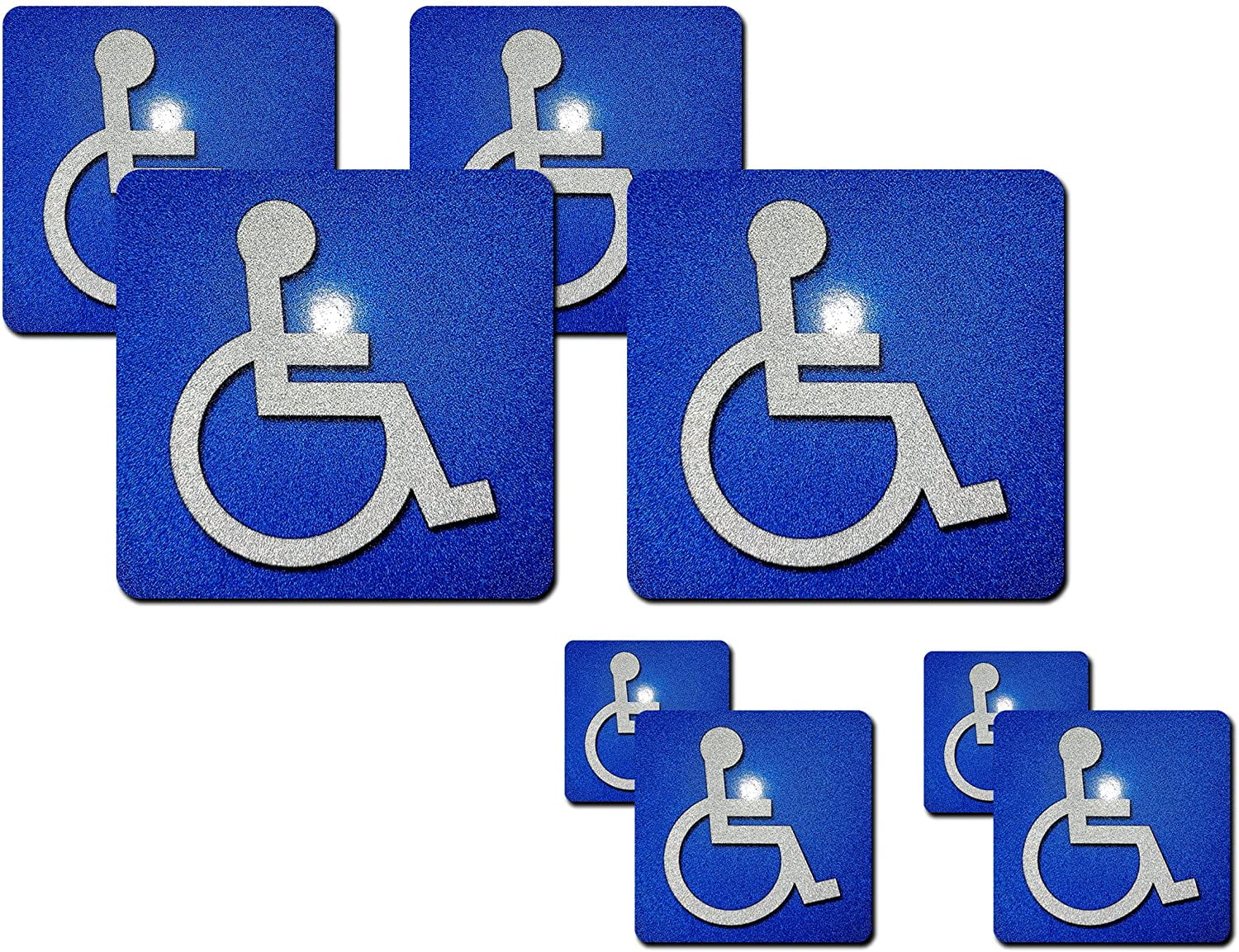 Highly Reflective Handicap Vinyl Decals, 8 Pack (Four 5x5, Four 3x3 ...