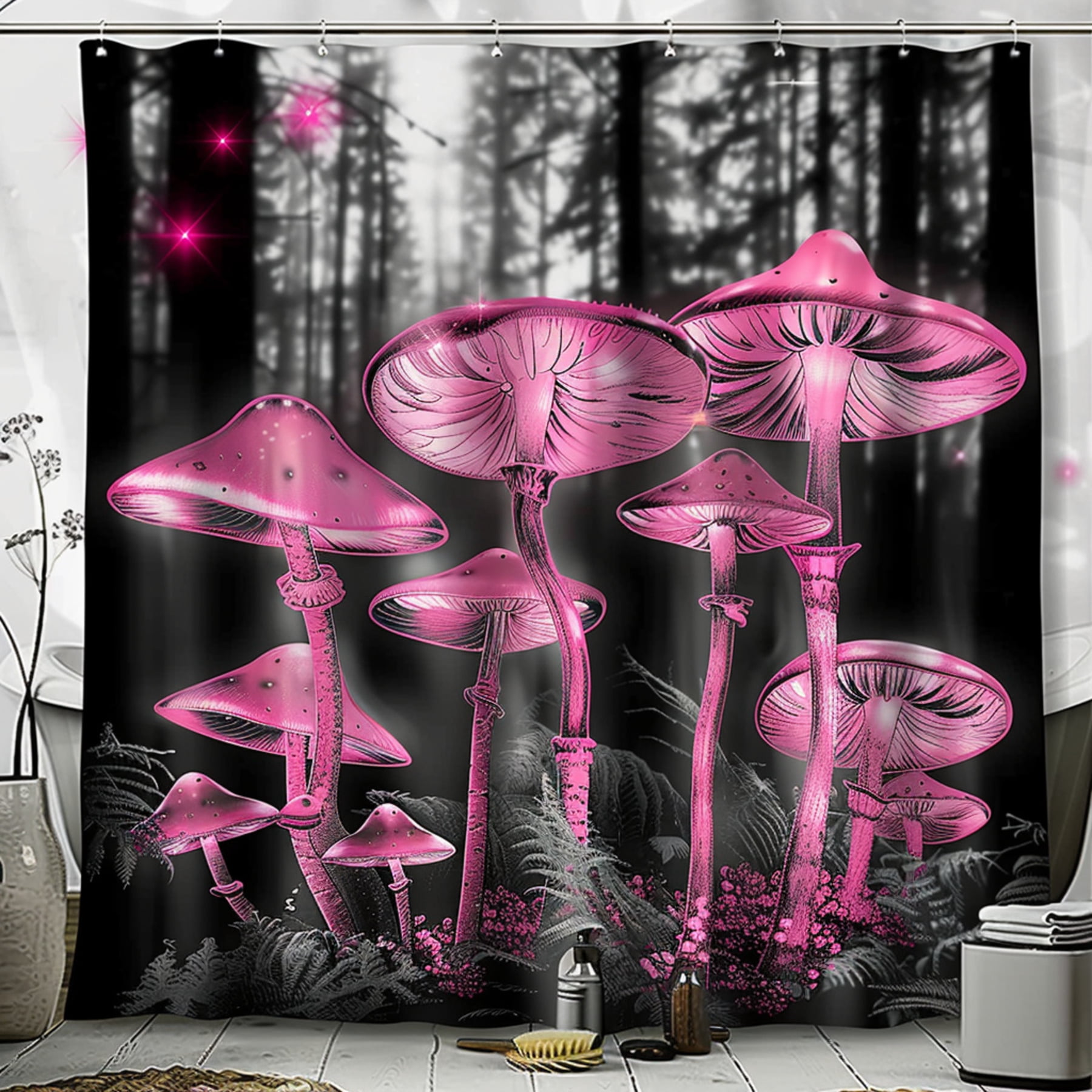 Highly detailed hyper realistic shower curtain with shiny pink ...