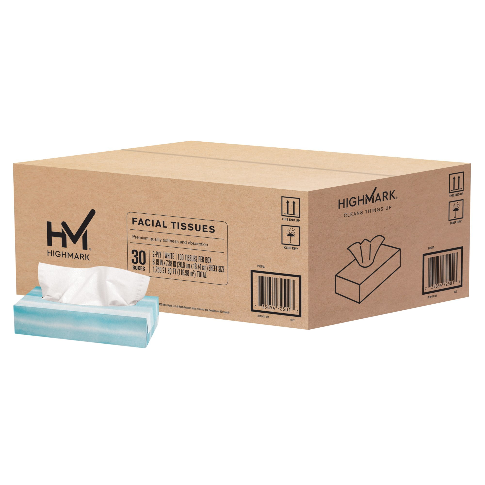 Highmark® Soft 2-Ply Facial Tissue, Flat Box, White, 100 Tissues Per ...