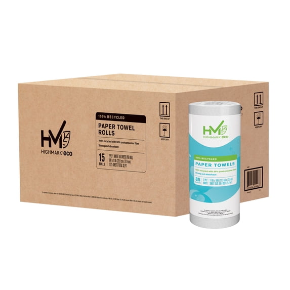 Highmark Recycled Paper Towels, Chlorine-Free, 11"x9", 85 Sheets/Roll ...