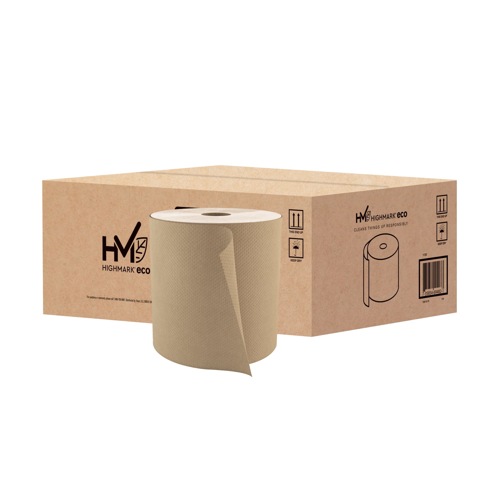 Highmark® 100% Recycled Hardwound Paper Towels, 8" x 800', Natural, 6 ...