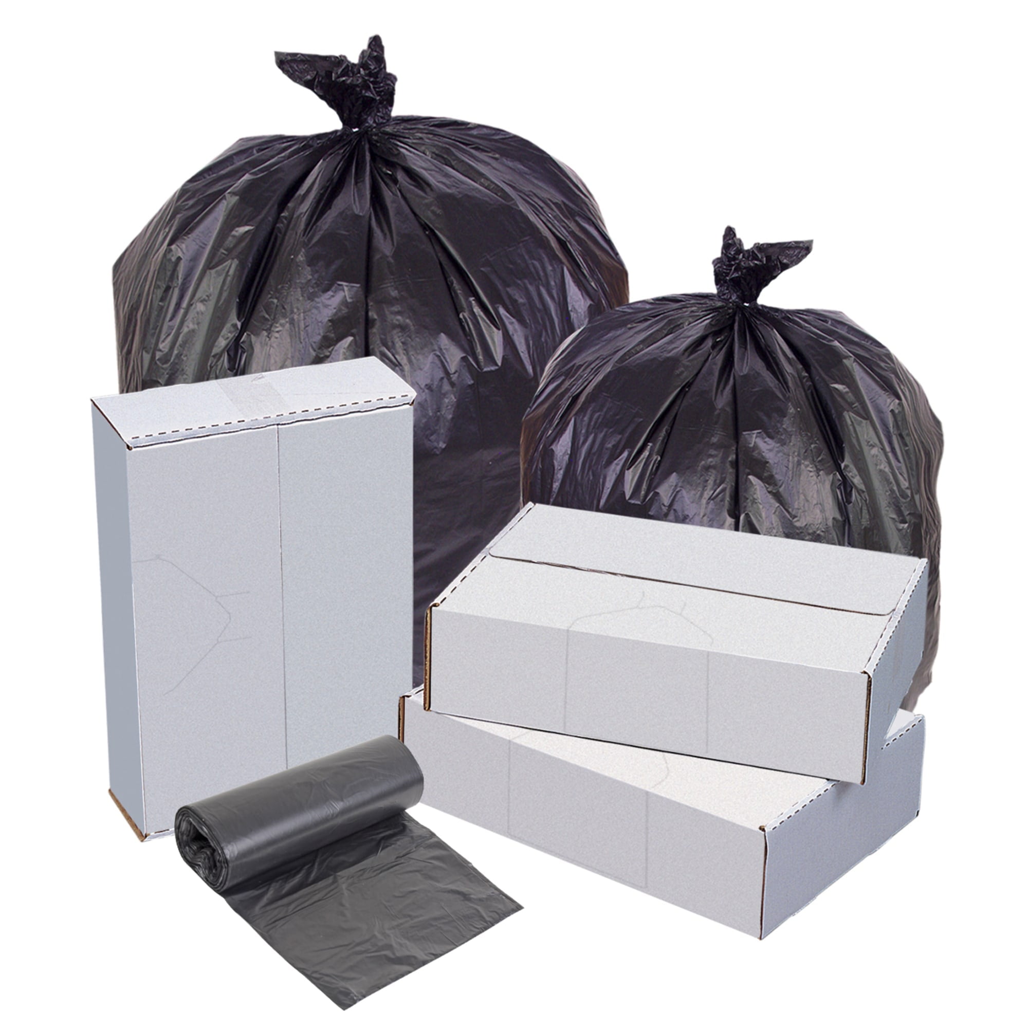 Highmark™ High-Density Can Liners, 22 Mic, 60 Gallons, 38" x 60", Black ...