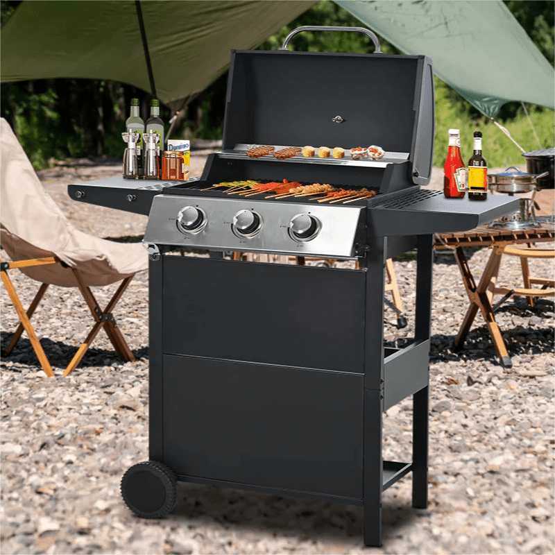 Highsound 3 Burner Gas Grill, Propane Grill, BBQ Grill with Thermometer ...