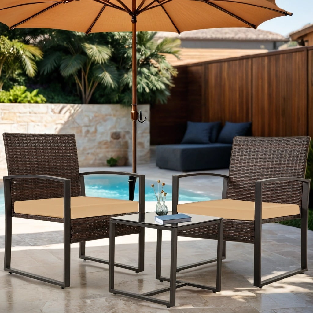 Highsound 3 Pieces Patio Swivel Rocker Chair Set of 2 with Small Side ...