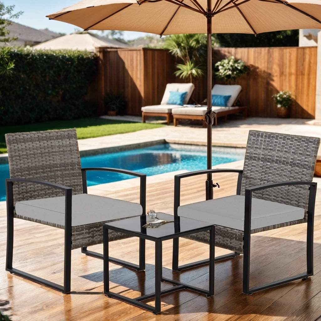 Highsound 3 Pieces Patio Swivel Rocker Chair Set of 2 with Small Side ...