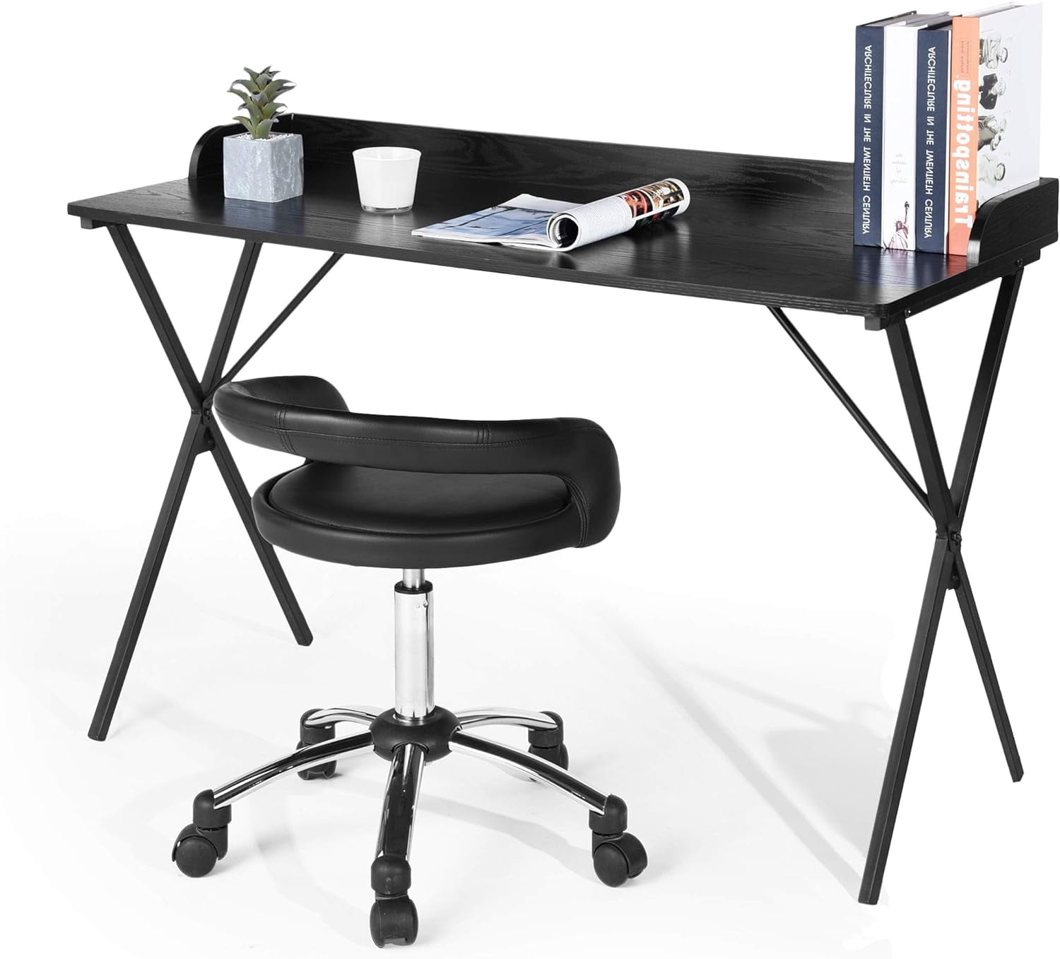 Highsound 47.2" Home Office Desk, Study Writing Table Sturdy X-Frame ...