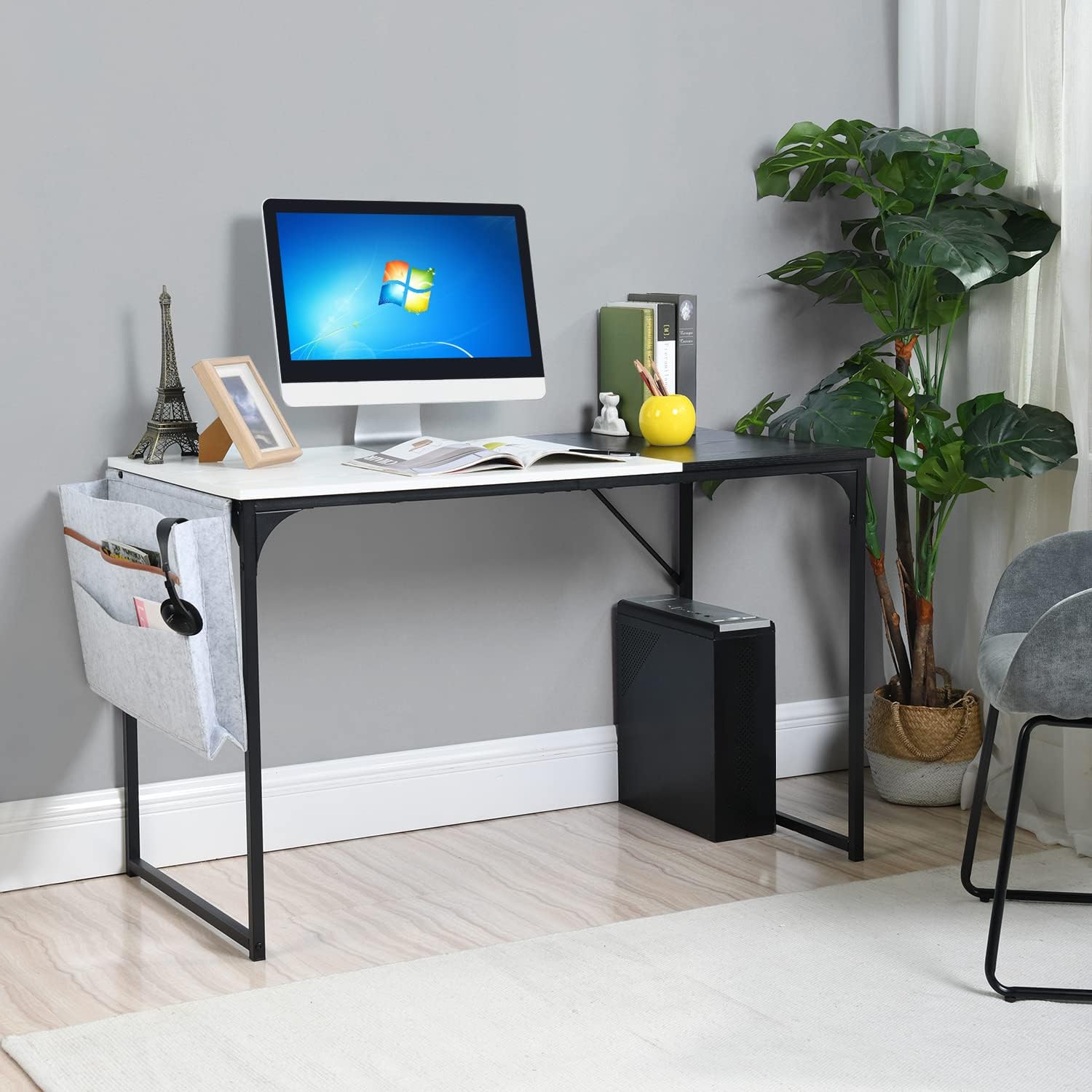 Highsound 47 inch Modern Simple Style PC Metal Frame Computer Desk with ...