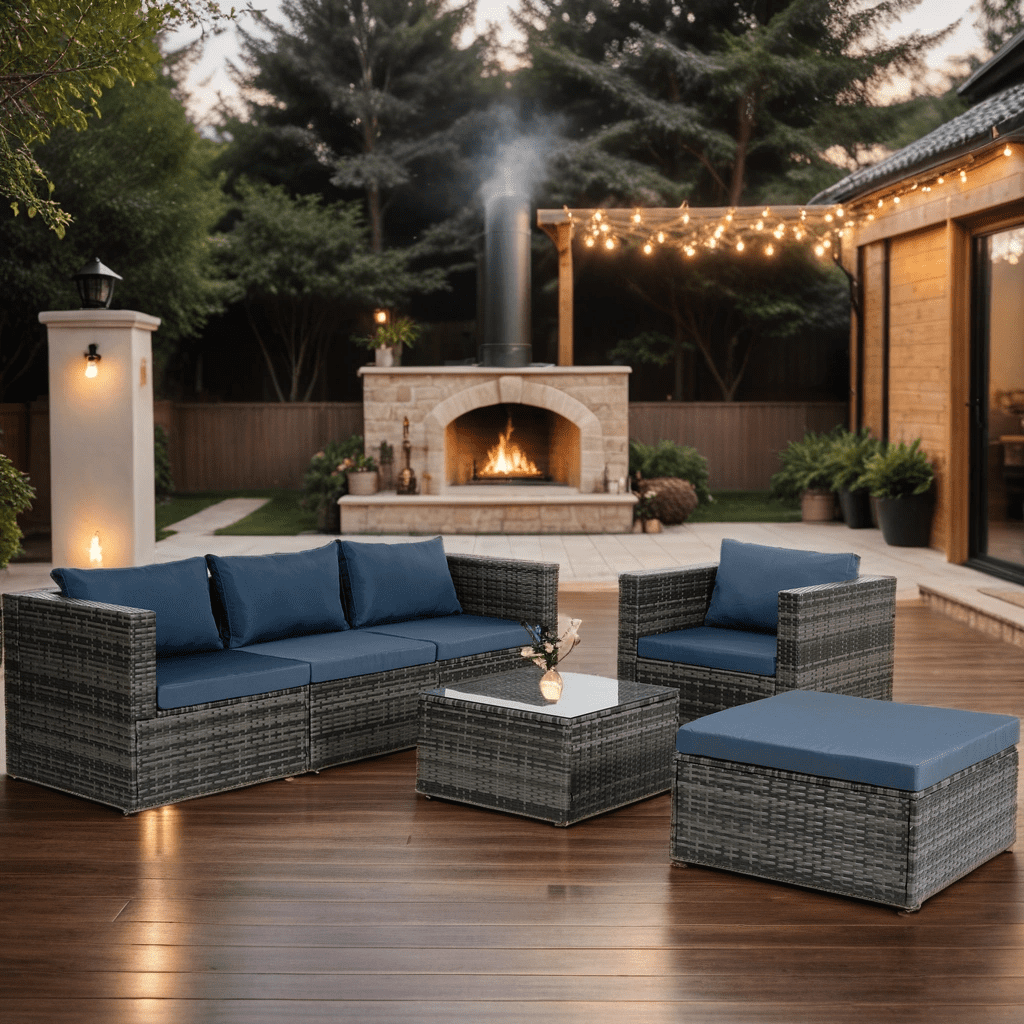 Highsound 6 Piece Patio Furniture Sets, Outdoor PE Rattan Wicker ...