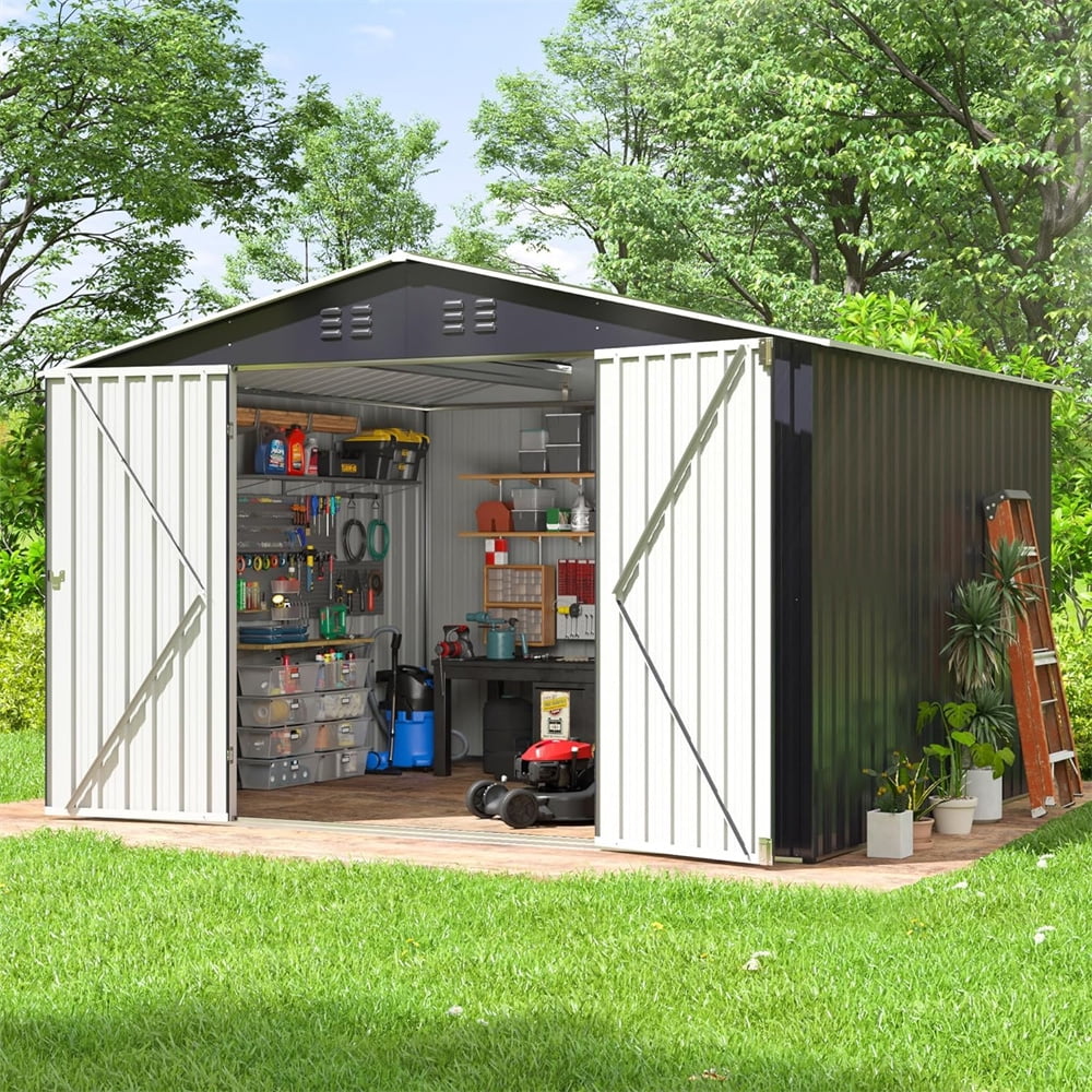 HighSound 6 x 8 FT Outdoor Storage Shed, Metal Garden Shed with with ...