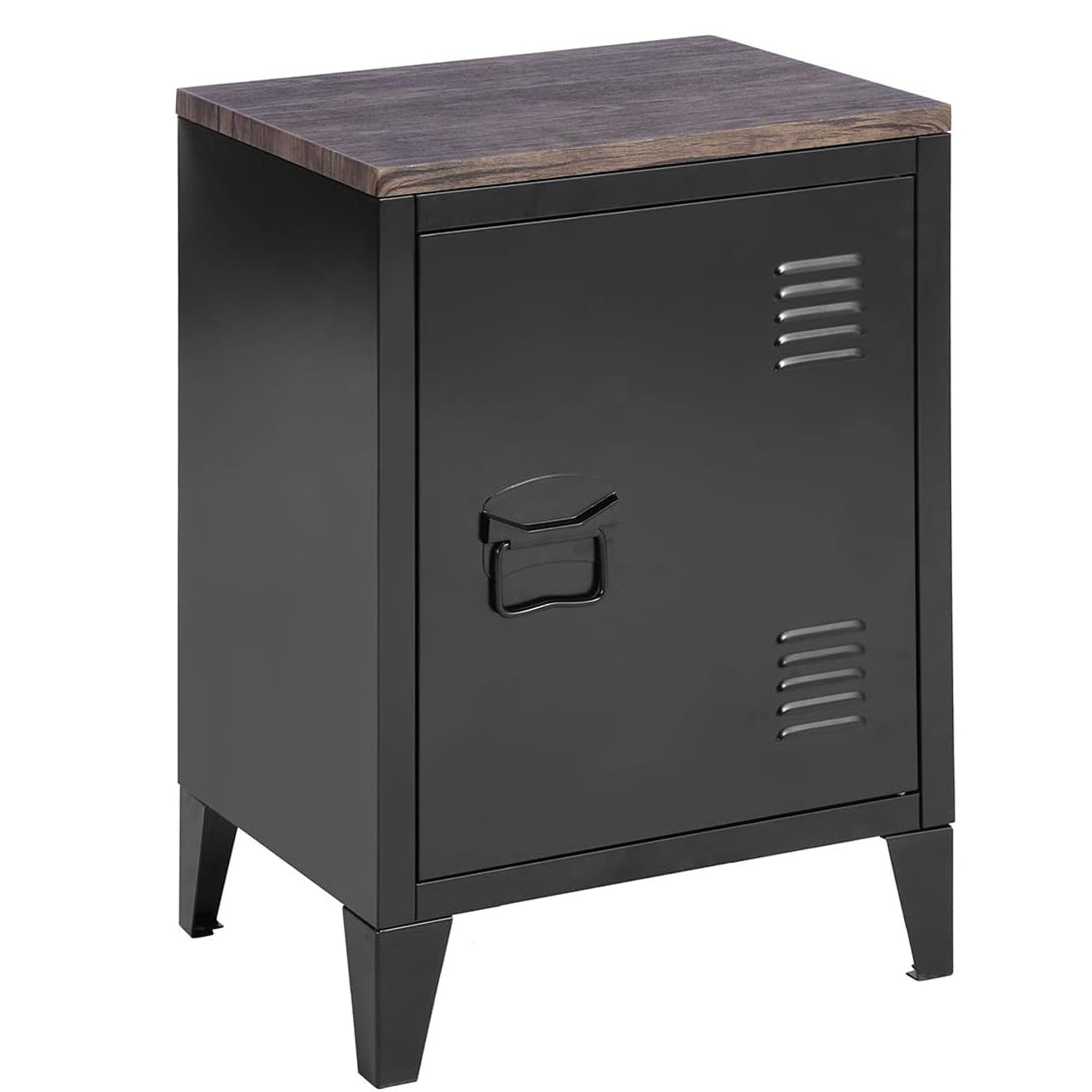 Highsound Nightstand with Metal Locker, Modern Bedside Storage Table ...