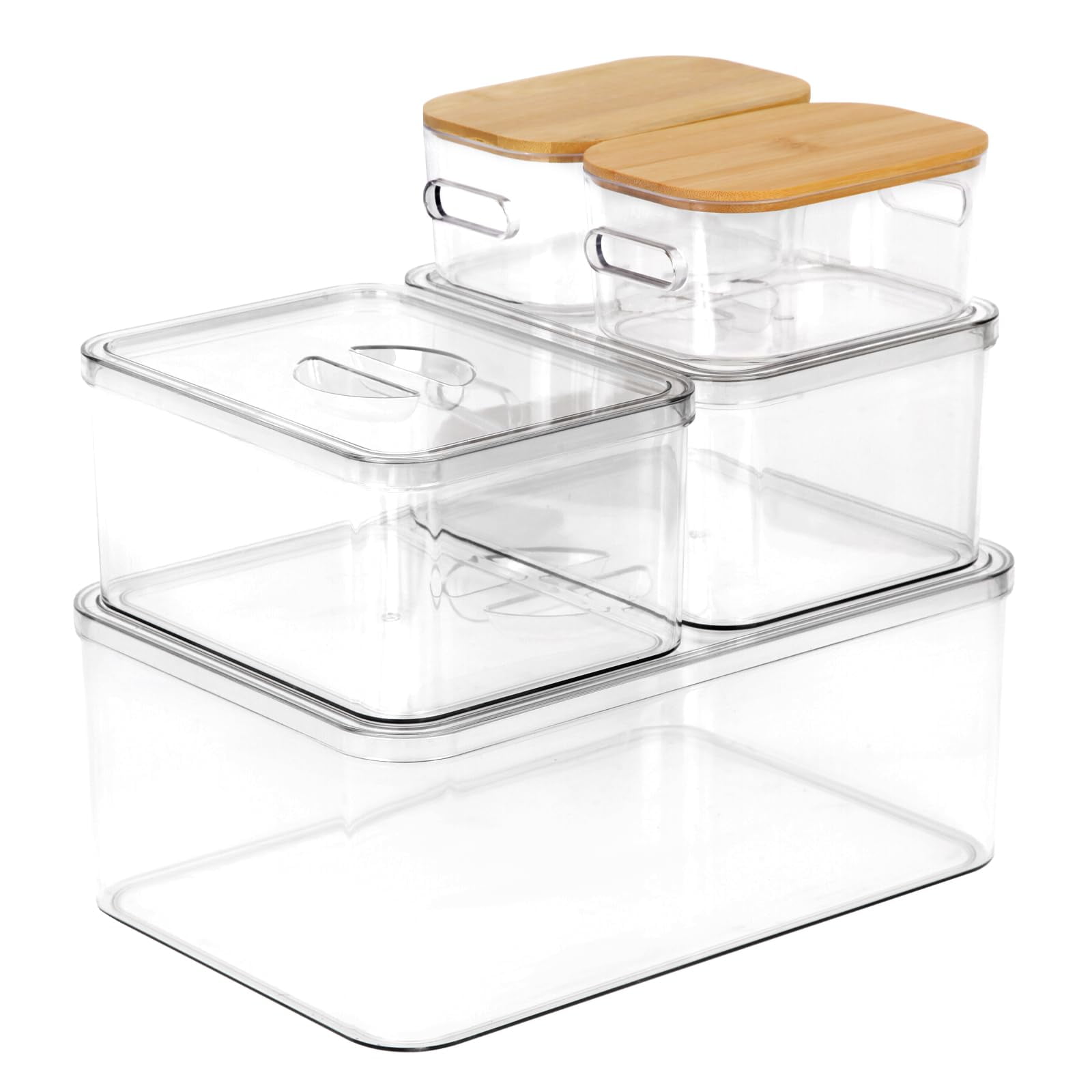 Hight quality Clear Plastic Storage Bins with Bamboo Lids, Storage ...