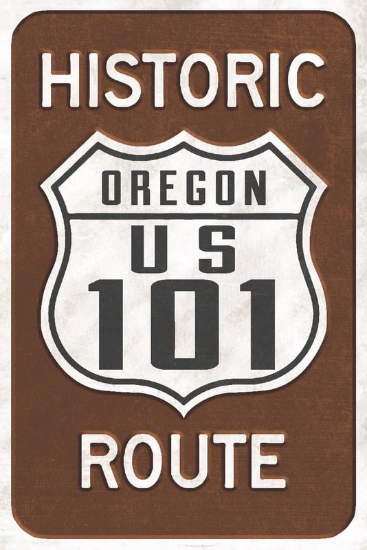 Highway 101, Oregon, Historic Route Sign (24x36 Giclee Gallery Art ...