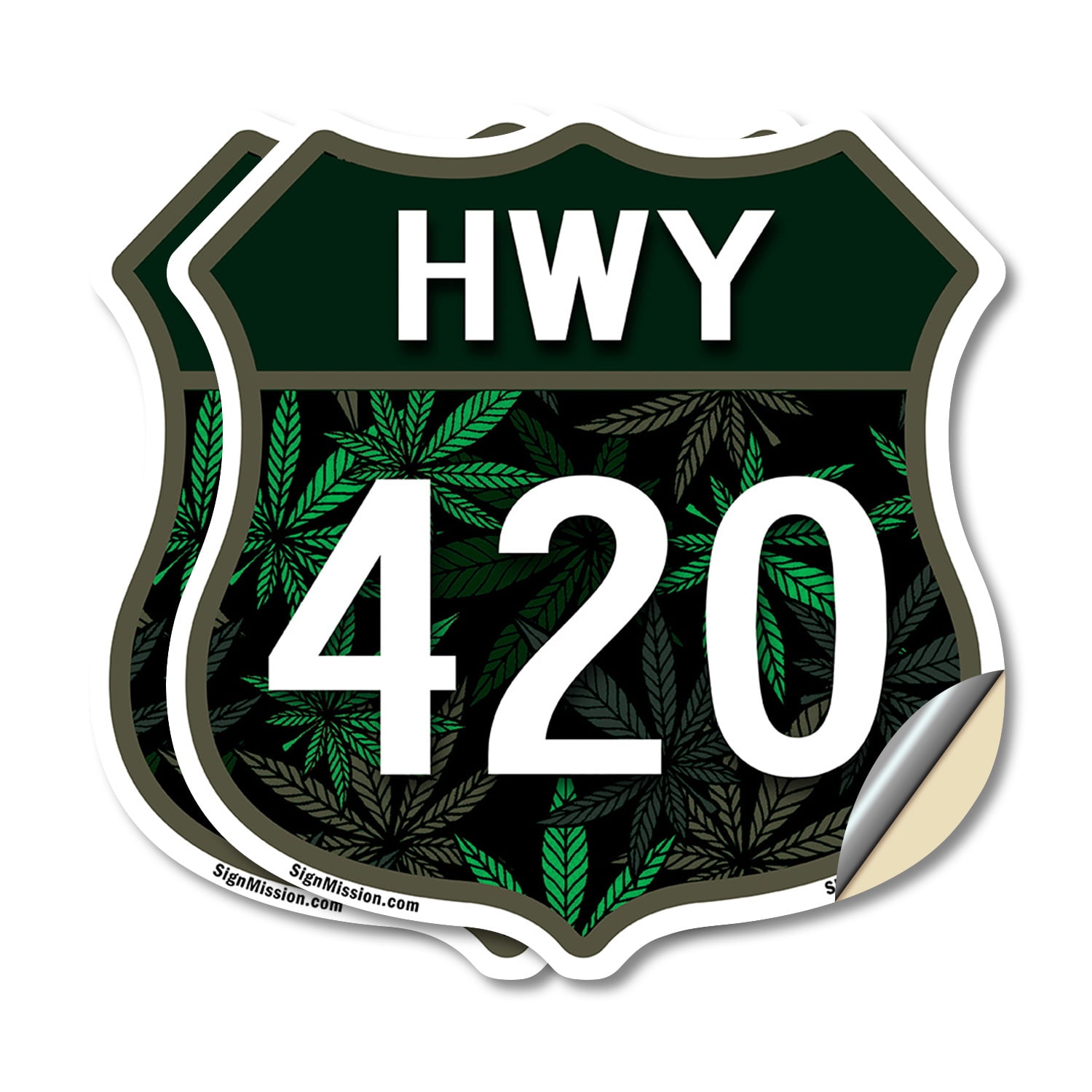 Highway 420 (2 Pack) 6 inch X 6 inch Shield Shaped Heavy Duty 3.2 mil ...