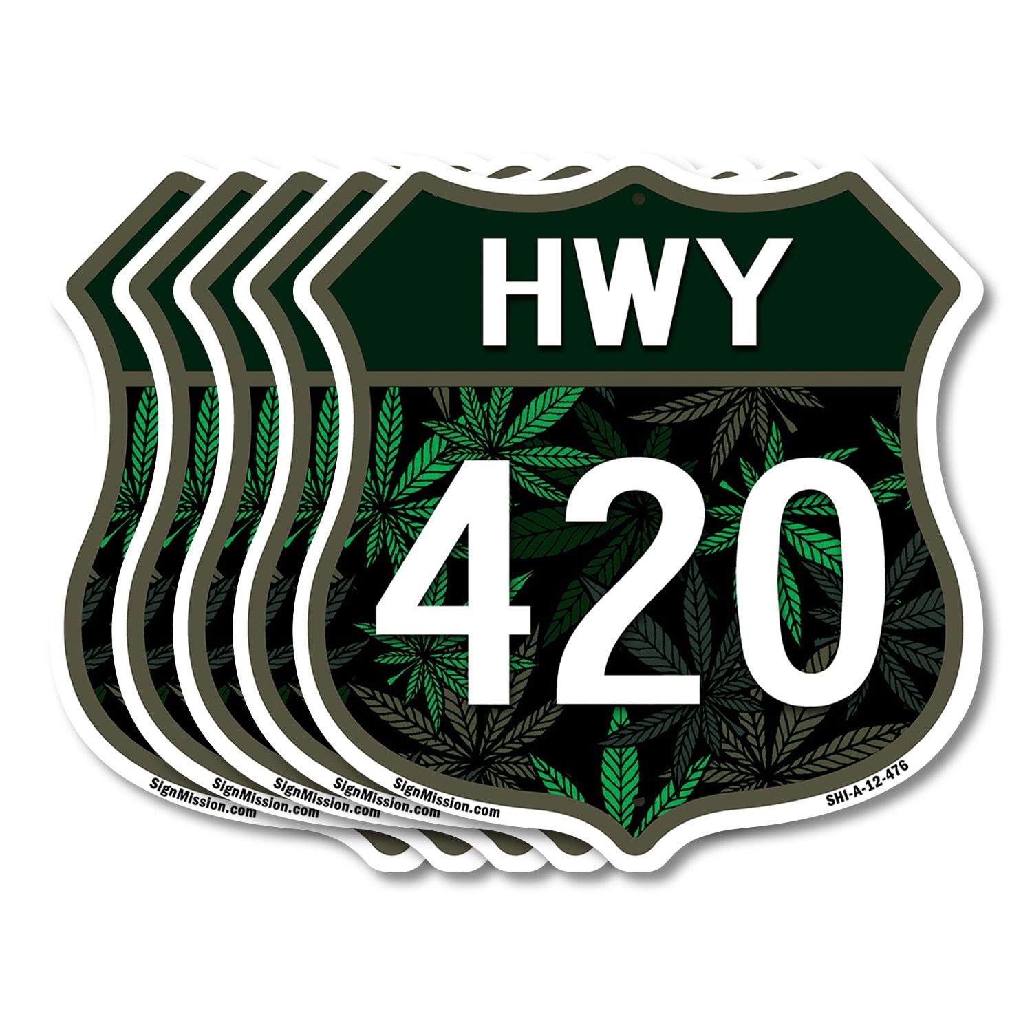 Highway 420 (5 Pack) 12 inch X 12 inch Shield-Shaped Rust-Free Aluminum ...