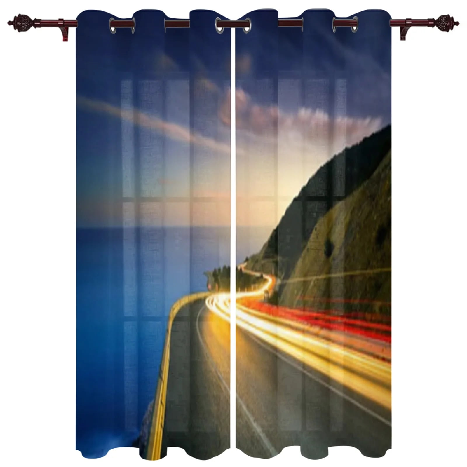 Highway At Sunset Window Curtain For Kids Room Home Blinds Curtains For ...