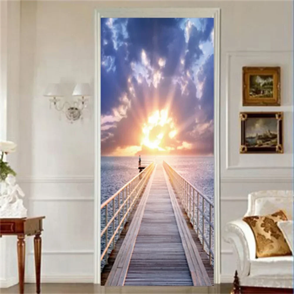 Highway Door Sticker Dazzling Sunshine Wallpaper Decal Natural ...
