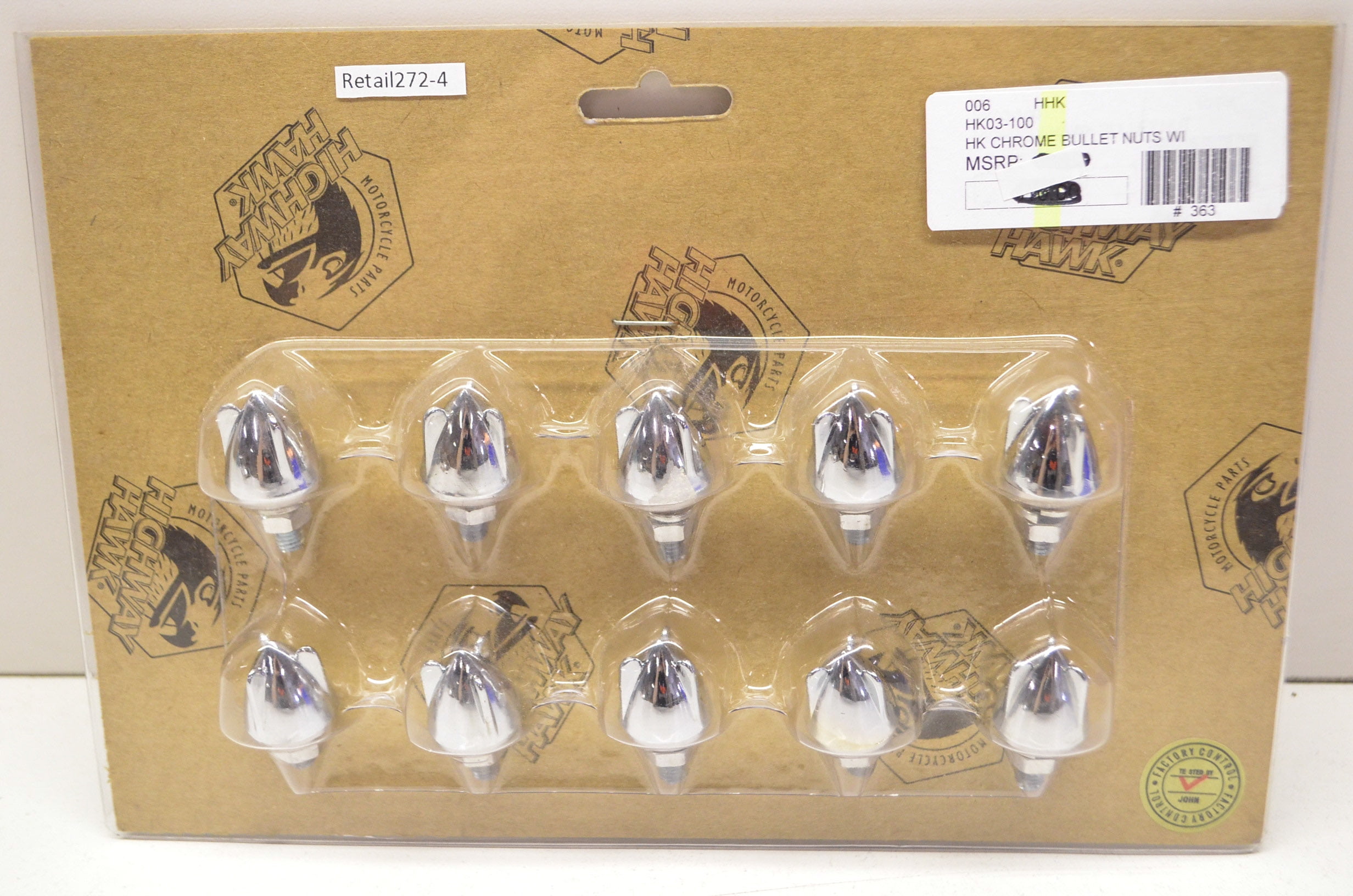 Highway Hawk 03-100 Chrome Bullet Nuts 10 Piece Kit SZ M6 NOS - Walmart.com