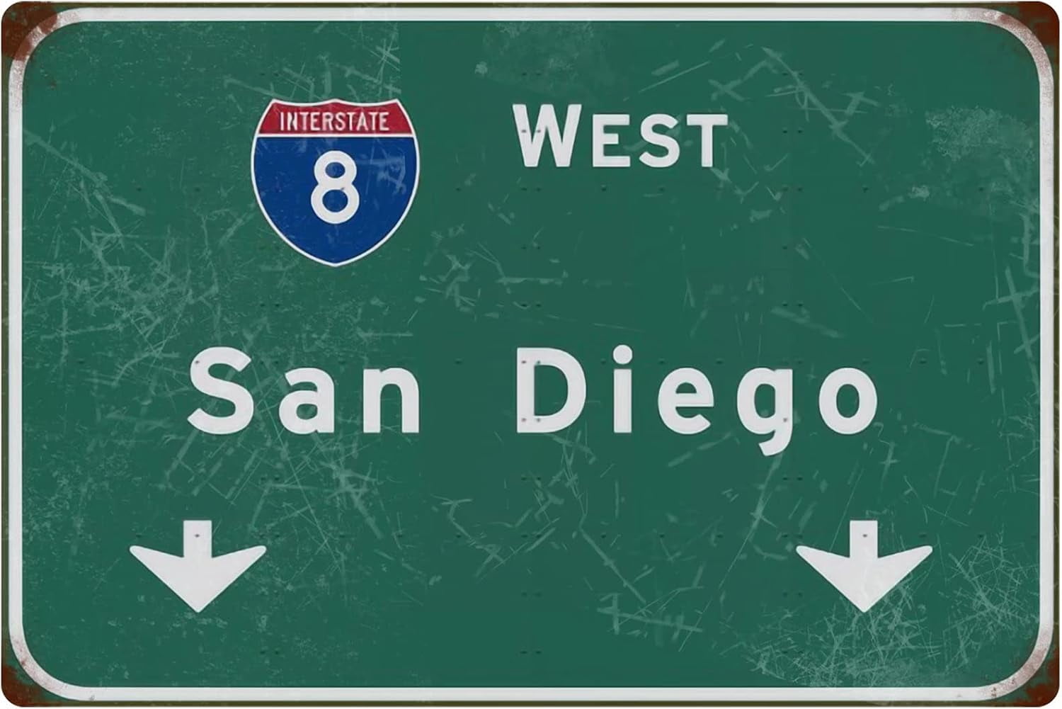 Highway Metal Sign Vintage Interstate 8 West San Diego Wall Decor Bar ...