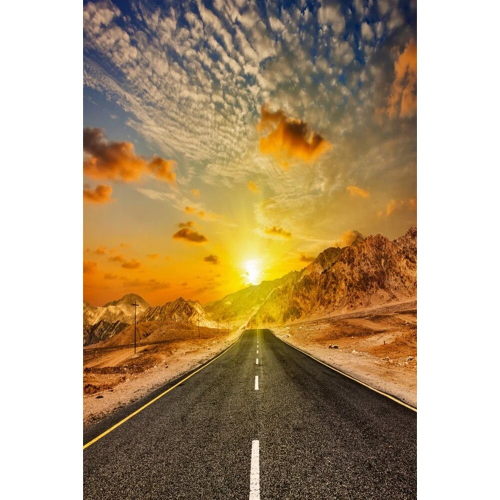 Highway Sunset Landscape Photography Backdrop Outdoor Party Decoration ...