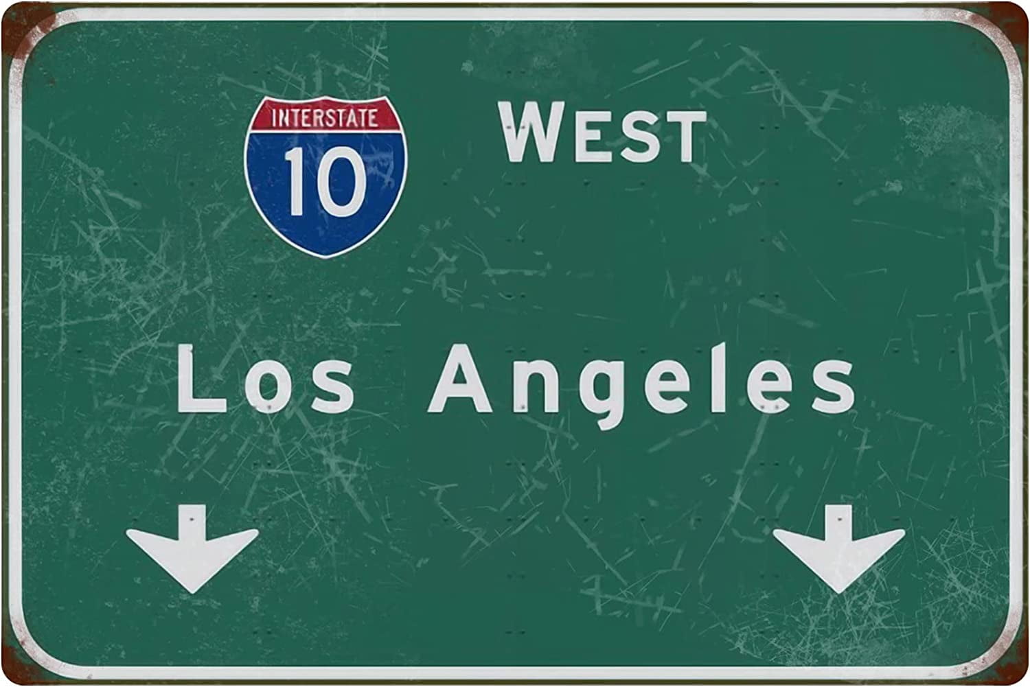 Highway Tin Sign Retro Interstate 10 West Los Angeles Wall Decor Bar ...