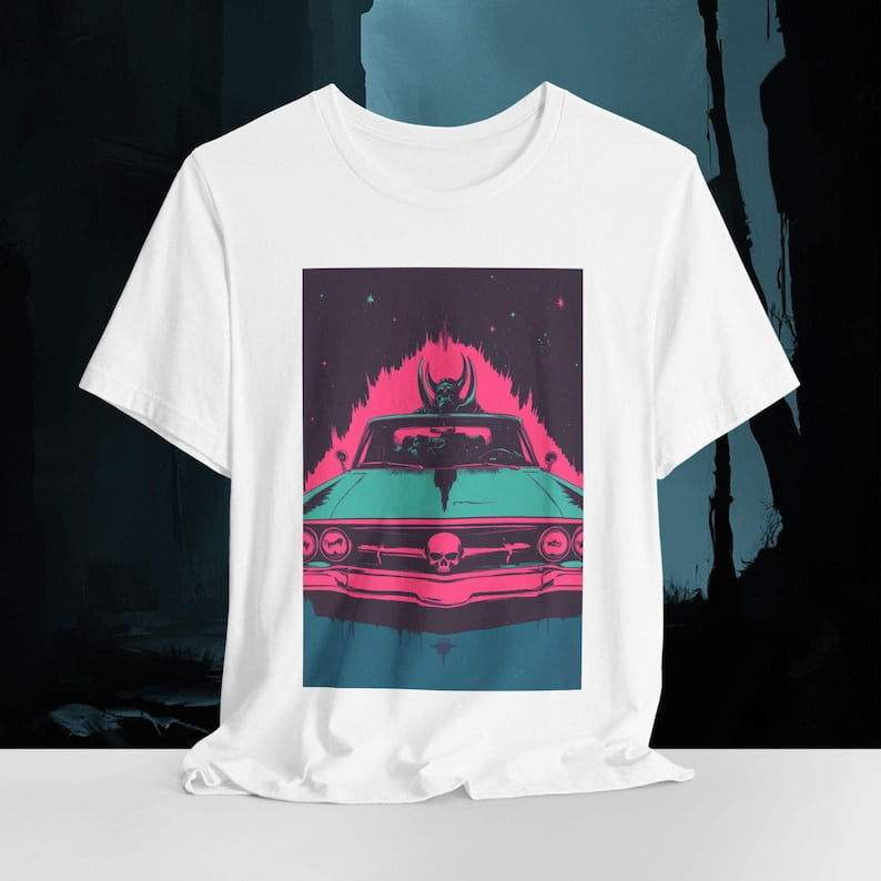 Highway to Hell Tee – Gothic Demon Car Vaporwave Horror Ride Bella ...