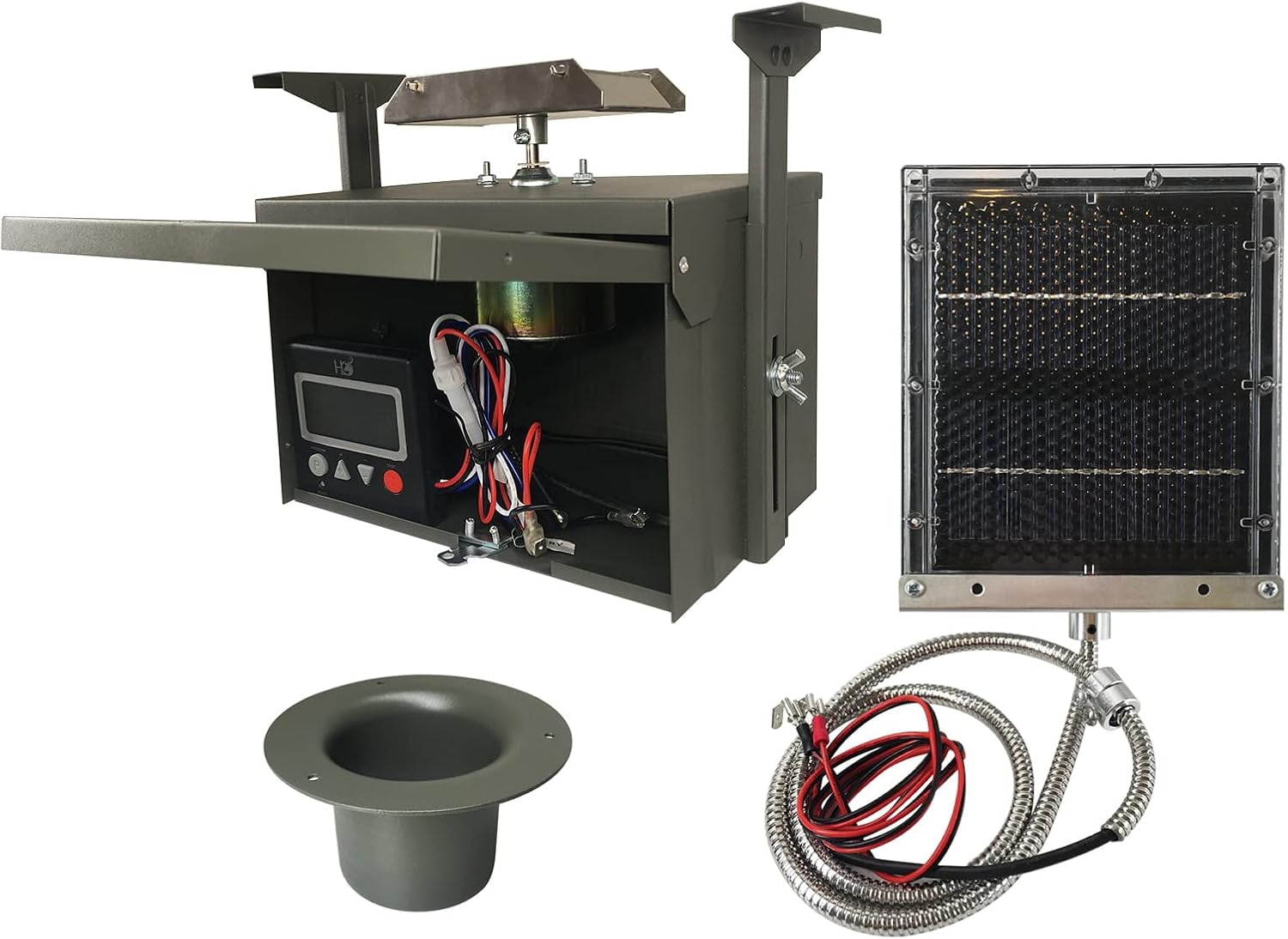 Highwild 12-Volt Deer Feeder Digital Power Control Unit & 12-Volt Solar Panel Charger for 12V ...