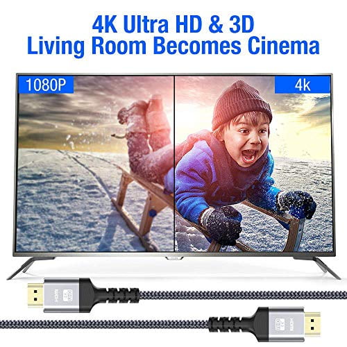4K 60HZ HDMI Cable 6.6FT,Highwings 18Gbps High Speed HDMI 2.0 Braided ...