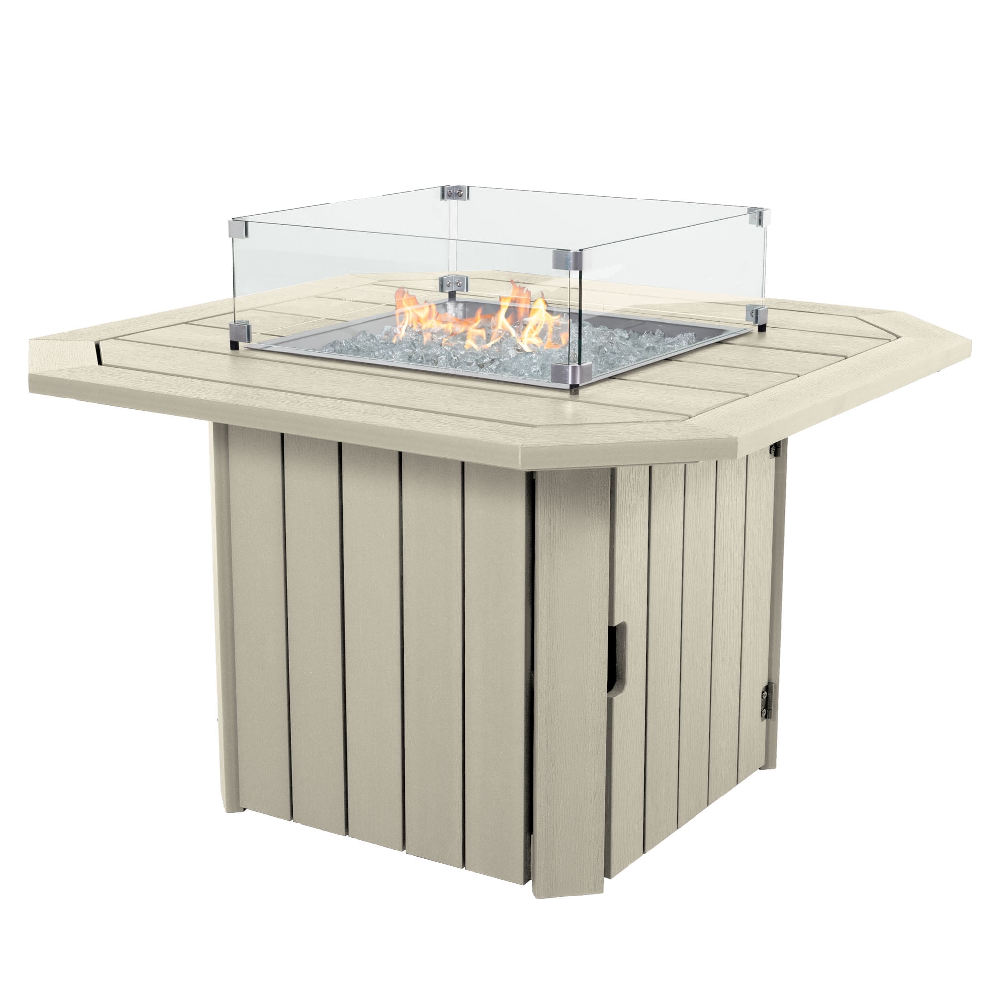 Highwood's Oasis 40” Outdoor, Propane Gas, Fire Pit Table with Fire ...