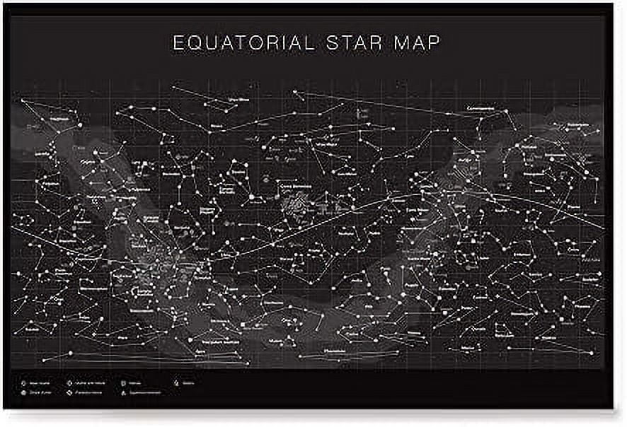 Higly Detailed Equatorial Star Map Poster - Constellations with Star ...