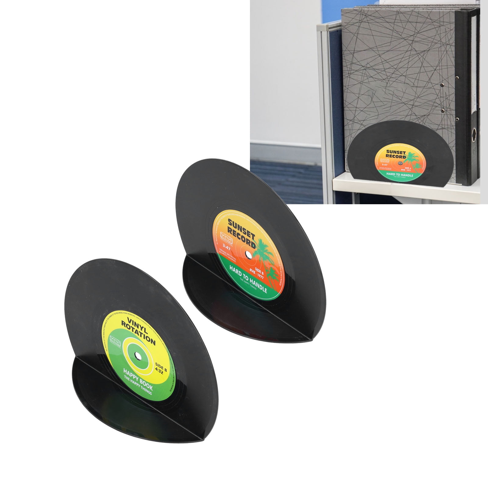 Higoodz 2Pcs/Set Bookend Vintage CD Record Shape Book Stand Holder ...