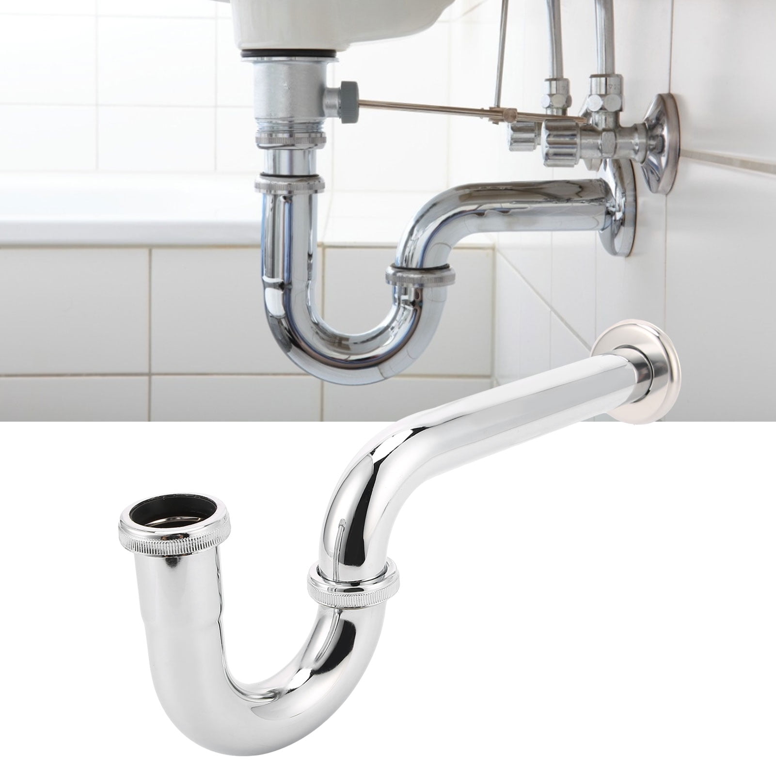 MGAXYFF Sink Drain Pipe Kit, Anti-Clogging Siphon Trap, Copper and ...